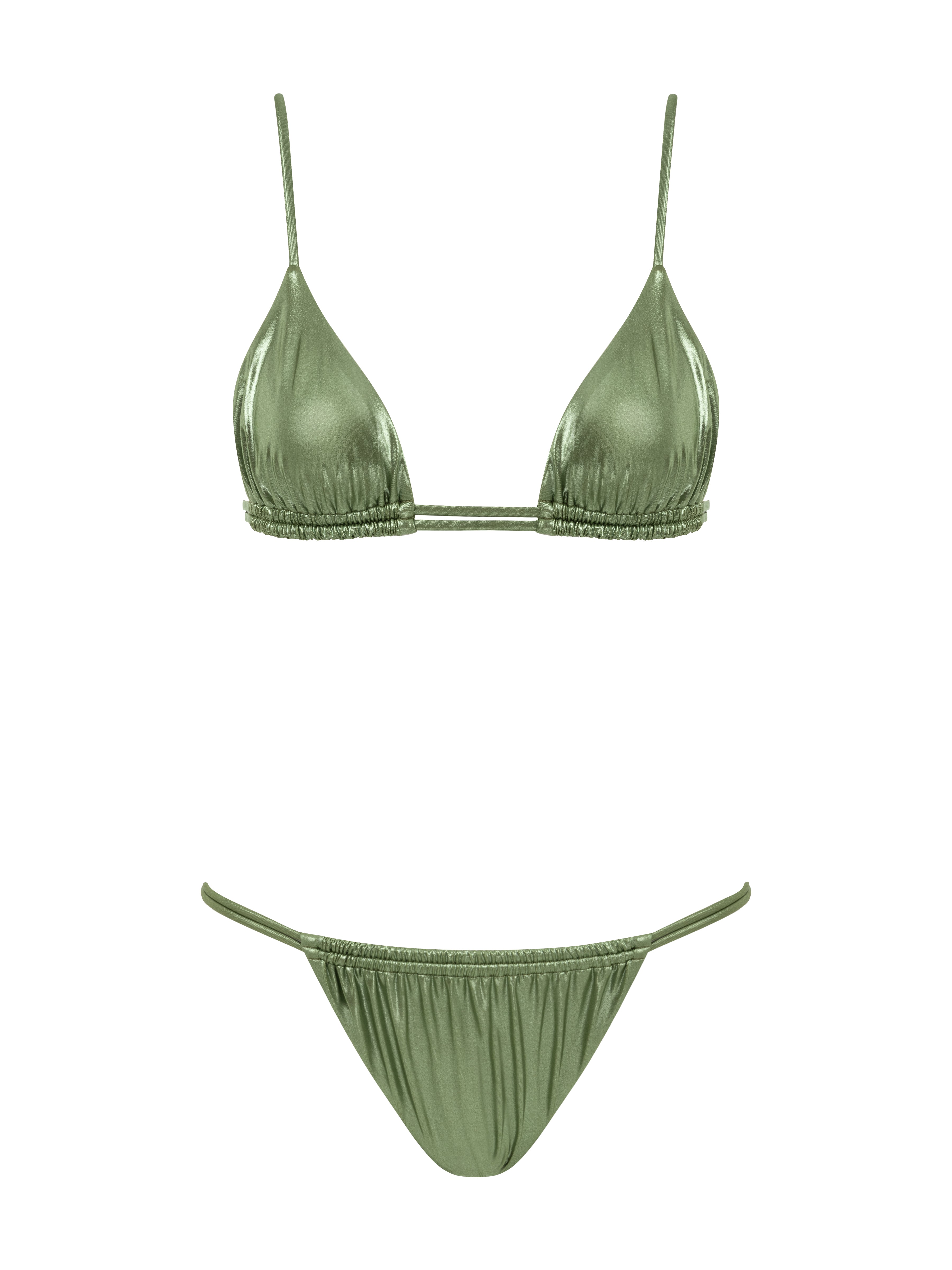 CHEEKY TRIANGLE METALLIC GREEN BIKINI SET – LILYROSE INT